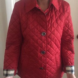 Burberry | Jackets & Coats | Burberrry Quilted Red Jacket | Poshmark